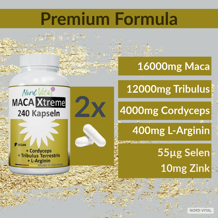 Maca Komplex - Maca Gold, Cordyceps, L-Arginin, Tribulus - 240 Kapseln ...